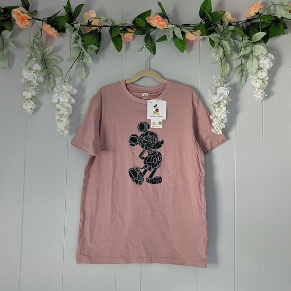 Uniqlo | Shirts & Tops | New Uniqlo X Disney Kids Mickey Pink Tee ...